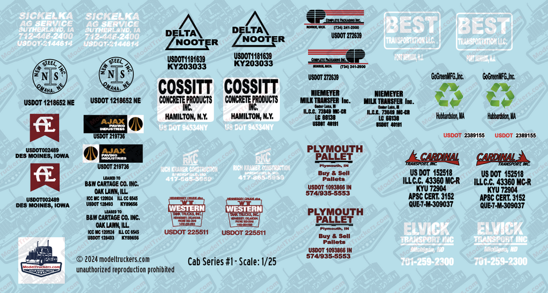 Truck Cab Door - Series 1 Model Decals – Model Truckers LLC
