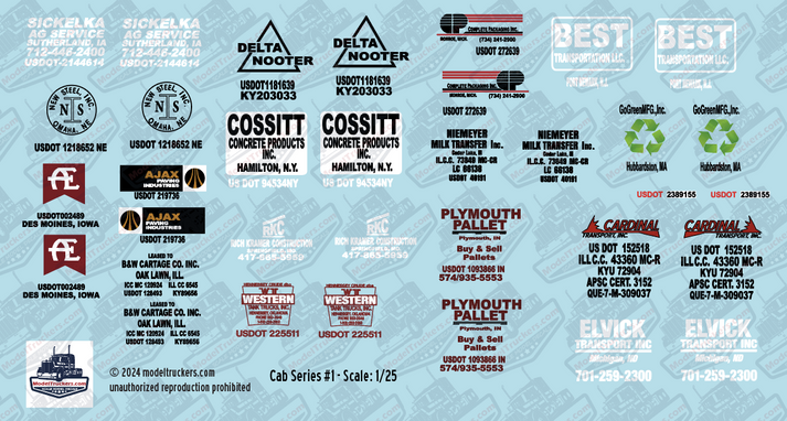 Truck Cab Door - Series 1 Model Decals – Model Truckers LLC