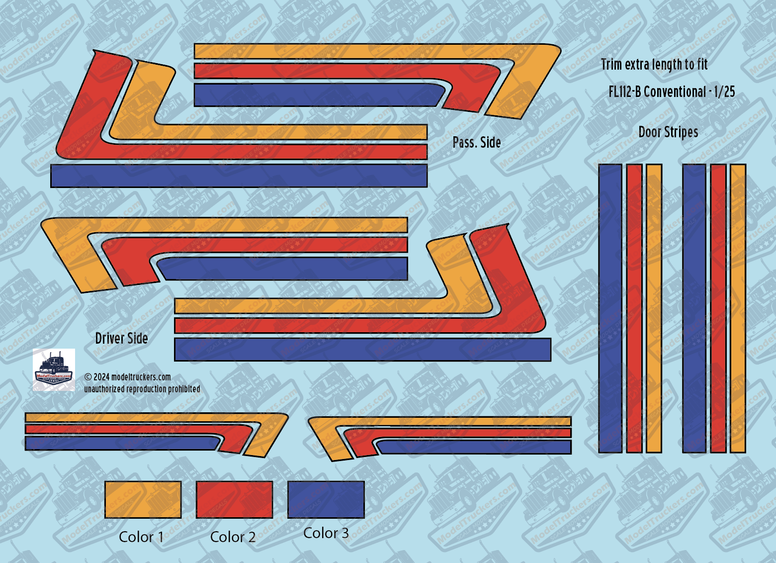 FL112-B - Freightliner Conventional Decal Stripes – Model Truckers LLC