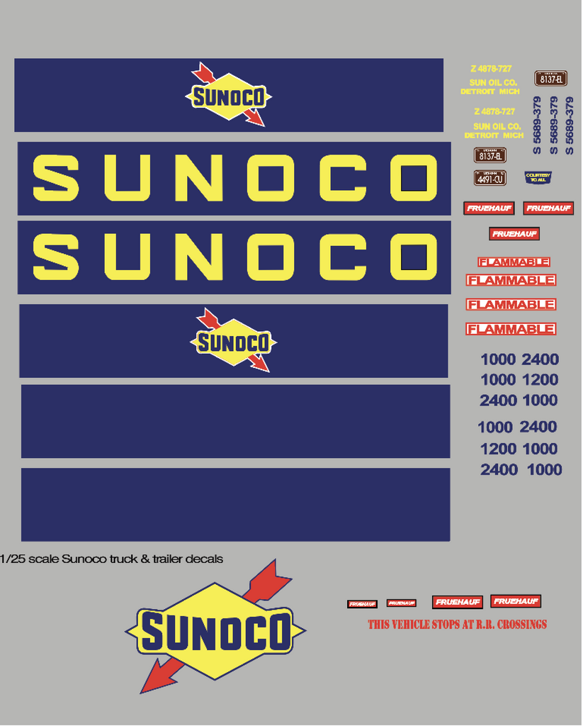 Sunoco Model Decals – Model Truckers LLC