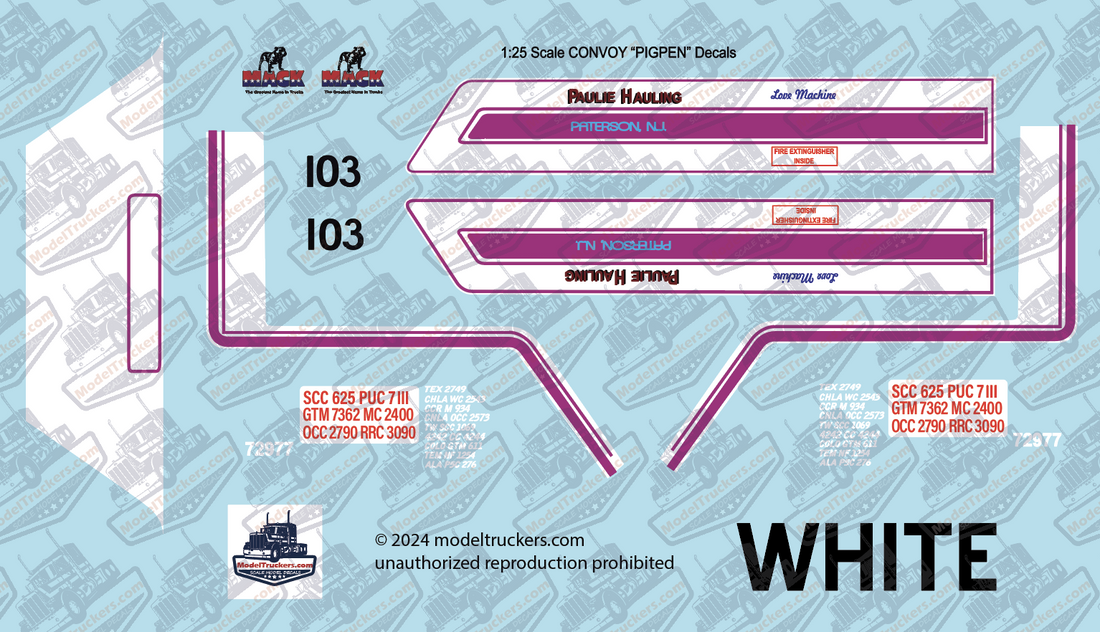 "Convoy" Pig Pen (Love Machine) Semi Model Decals – Model Truckers LLC