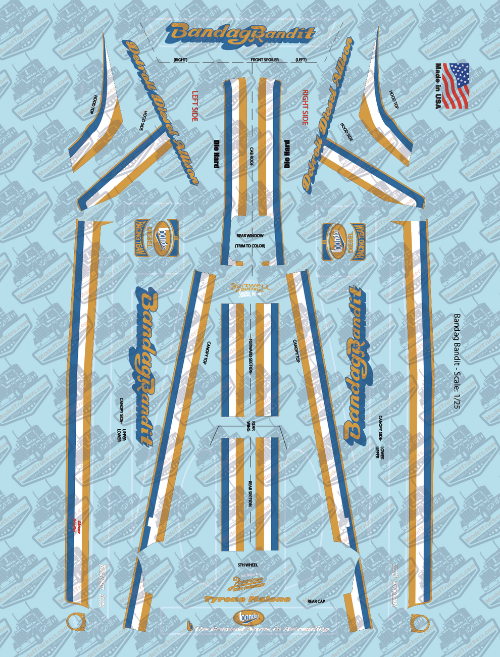 Tyrone Malone's "Bandag Bandit" Model Decals – Model Truckers LLC