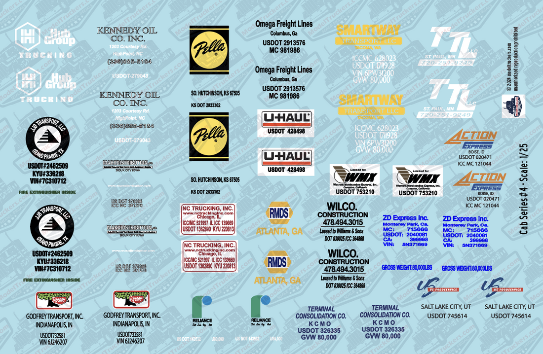 Truck Cab Door - Series 4 Model Decals – Model Truckers LLC