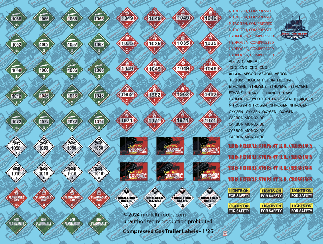 Compressed Gas Tanker Trailer Model Decals – Model Truckers LLC