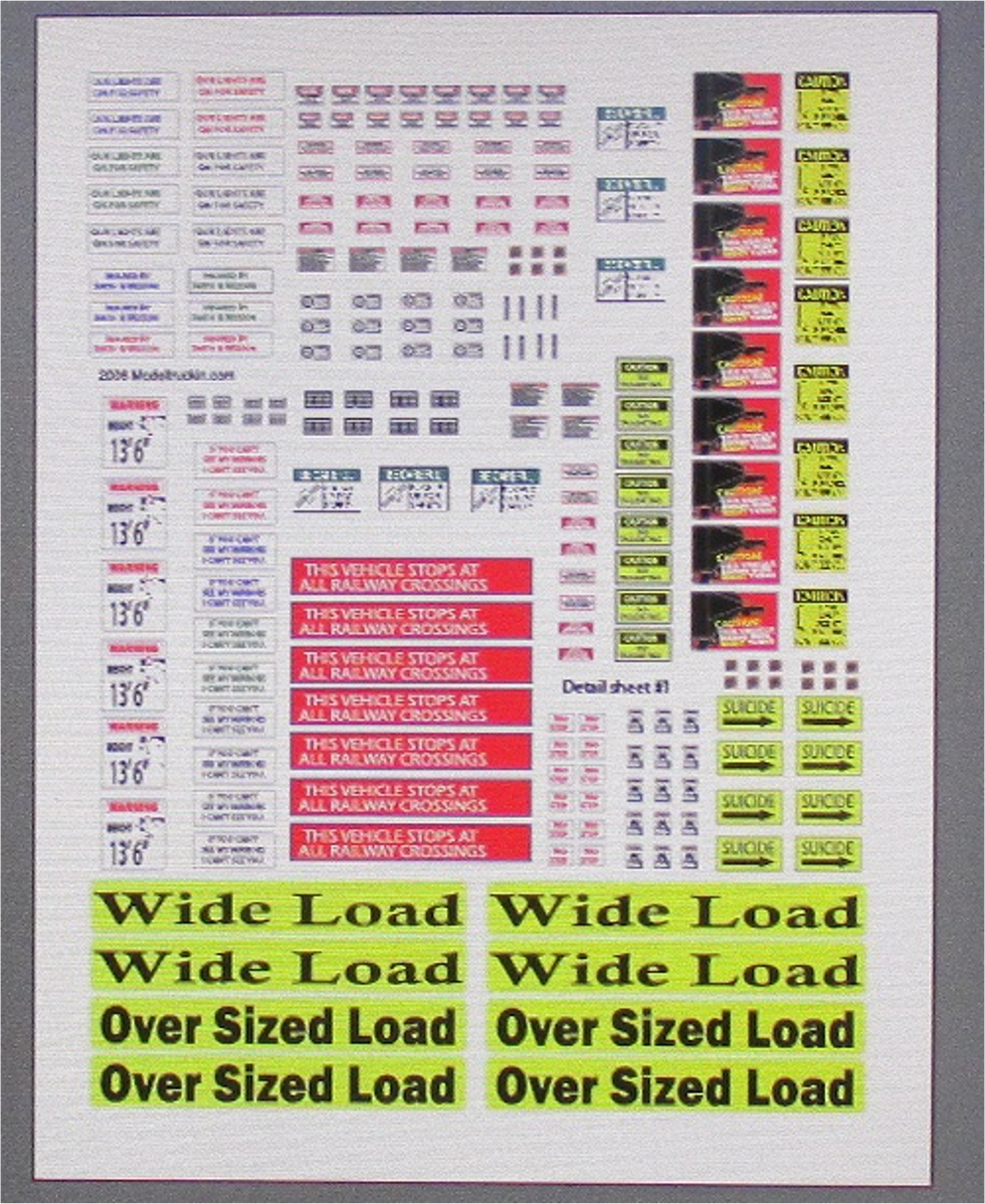 Semi Truck & Trailer Details Set #1 Model Decals – Model Truckers LLC