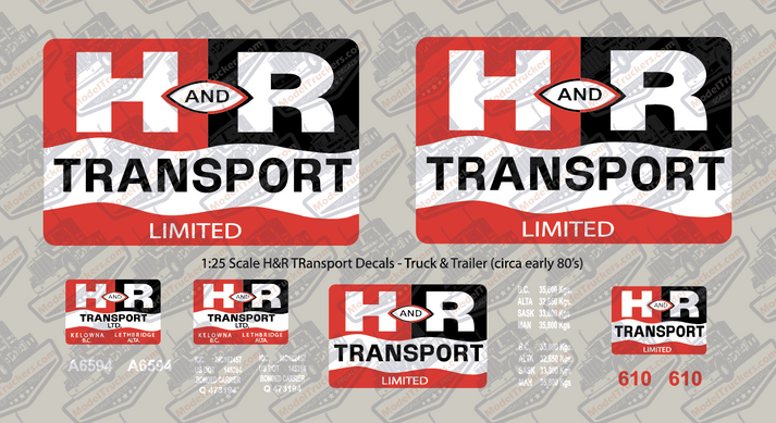 H & R Transport (Style 1) Model Decals – Model Truckers LLC