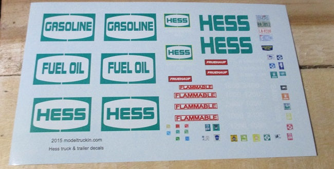 Hess Model Decals – Model Truckers LLC