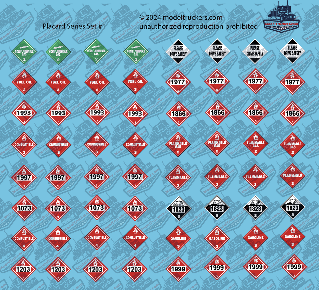 Semi Truck Placard Detail Set #1 Model Decals – Model Truckers LLC