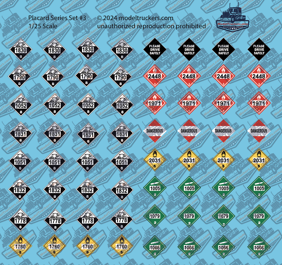 Semi Truck Placard Detail Set #3 Model Decals – Model Truckers LLC