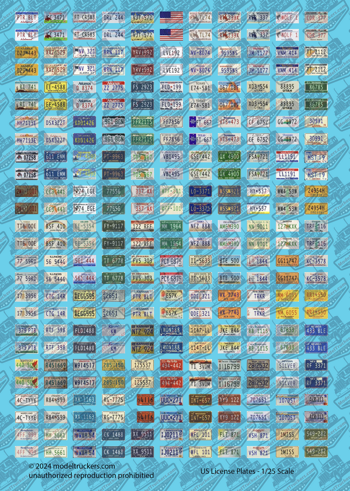 Scale Model United States License Plate Decals – Model Truckers LLC